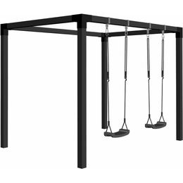 Plus Kinder Doppelschaukel "Daylife - Modell 2", schwarz, Massivholz, B:198cm H:217cm L:268cm, Schaukeln, Made in Europe