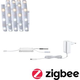 Paulmann LED-Streifen "MaxLED 250 Basisset Smart Home Zigbee IP44 6W 405l 405lm", Dioden 45 Stk. Flammen 1 Stk., Gesamtlänge 1,5m, silber, Küche,