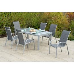 Garten-Essgruppe Merxx, silber, Aluminium, Polyester, Sitzmöbel-Sets, "Amalfi"