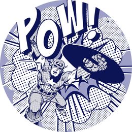 Wandtattoo Komar, B:125cm H:125cm T:0,1cm &Oslash;:125cm, blau, Folie, Wohnzimmer, Wandtattoos, "selbstklebendes Vlies - Captian America Pow - Gr&ouml;&szlig;e 125 x
