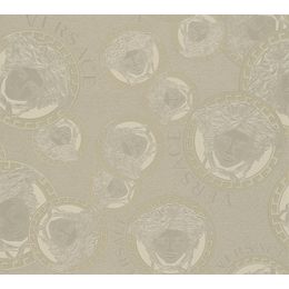 Versace Vliestapete "Wallpaper Versace 5 Medusakopf Metallic", B/L: 0,7mm x 10,05mm, Rollen:, silber, Wohnzimmer, Tapeten, Designertapete Tapeten