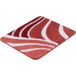 Badematte Kleine Wolke, H:15mm, rot, Polyacryl, Badematten, "Flame", Badteppich, modernes Wellen Design