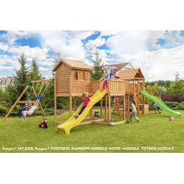 Fungoo Kinder Spielturm "MAXI SET PLAY BOX", grün, Holz, Metall, Polyethylen, B:635cm H:305cm T:820cm, Spieltürme, mit Schaukel & Rutsche,