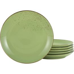 Creatable Dessertteller "Essteller NATURE COLLECTION", 21cm, gr&uuml;n, Speiseteller, Teller Set f&uuml;r 6 Personen, &Oslash; 21 cm, Steinzeug