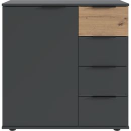 Kombikommode wimex, B:81cm H:83cm T:41cm, grau, Spanplatte, Schlafzimmer, Sideboards, "Toscana", Schubk&auml;sten auf Metallschienen