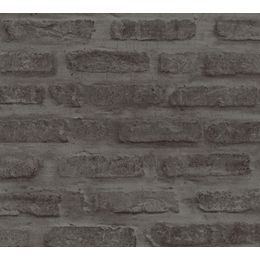 Livingwalls LIVING WALLS Vliestapete "New Walls Loft Living in Vintage Backstein Optik", B/L: 0,53mm x 10,05mm, Rollen:, schwarz, Wohnzimmer, Tapeten, Tapete