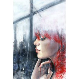 Acrylglasbild queence, B:100cm H:100cm T:2,4cm, bunt, Acrylglas, Bilder, "Frau am Fenster", Fine Art-Print in Galeriequalit&auml;t