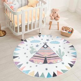 Kinderteppich Carpet City, H:11mm Ø:160cm, beige, Polypropylen (PP), Teppiche, "ANIME898", Kinderzimmer Teppich Modern mit lustigen Cartoon-Figuren,