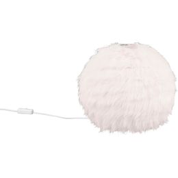 Schreibtischlampe "FURRY, Tischleuchte m. Plüsch Lampenschirm Höhe 24cm Ø 30cm, Schalter", 1, Ø 30cm H: 24cm, 1 Stk., weiß, REALITY LEUCHTEN,