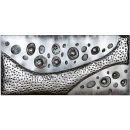 Metallbild, B:120cm H:56cm T:6cm, silber, CASABLANCA BY GILDE, Metall, Bilder, "Bild rechteckig Callosti silberfarben H. 56 cm"