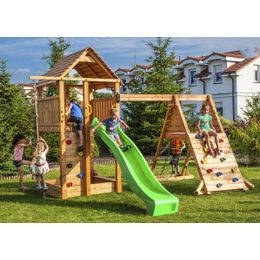Fungoo Kinder Spielturm "FORTRESS Spider+", braun, Holz, Metall, Polyethylen, B:560cm H:305cm T:445cm, Spieltürme, mit Schaukel & Rutsche,