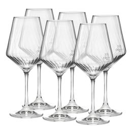 Van Well Weinglas "Eva, Weingläser 55 cl geeicht, 6 Stück", Ø 10,5cm x 25cm, 550ml, 6 Stk., transparent, Trinkgefäße, Relief-Optik,