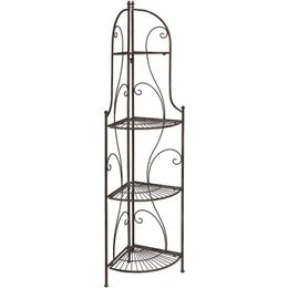 Standregal AMBIENTE HAUS, B:47cm H:157cm T:34cm, braun, Schmiedeeisen, Wohnzimmer, Regale, "Eckregal mit 4 B&ouml;den - Antikbraun 157 cm"