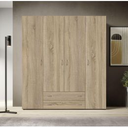 Dreht&uuml;renschrank Schlafkontor, B:160cm H:177cm T:52cm, braun, Holzwerkstoff, Schr&auml;nke, "Base Kleiderschrank Joe Garderobe Hochschrank W&auml;scheschrank",