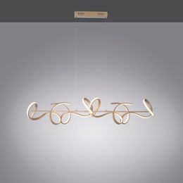 JUST LIGHT Pendelleuchte "CURLS", 4, 1 Stk., gold, Esszimmer, Leuchten, LED, dimmbar, Simply Dim, Memory, nach Trennung vom Netz