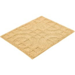Badematte Kleine Wolke, H:14mm, beige, Baumwolle, Badematten, "Mosaic", Badteppich, Uni Farben, Hoch/Tief Effekt, reine Baumwolle