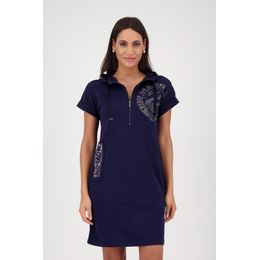 monari Damen Shirtkleid "Kleid Uni Emblem", blau, Gr. 36, unifarben, Sweatware, Obermaterial: 80% Baumwolle, 20% Polyester, Kleider, mit