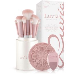 LUVIA COSMETICS Kinder Kosmetikpinsel-Set "Prime Vegan Candy", rosa, Kosmetikpinsel, Mit 7 Pinseln aus Nurai-Haar, Schwamm und Reinigungsmatte, vegan.
