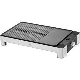 Tischgrill WMF, B:49,5cm H:7,5cm T:28,5cm, silber, Kontaktgrill_Standgrill_Tischgrill_Teppanyakigrill, "LONO flach & gerippt", stufenlose