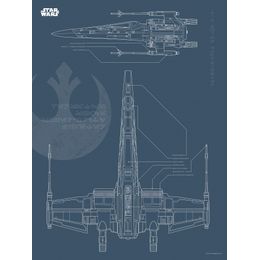 Komar Bild "Star Wars Blueprint X-Wing", B/H/T: 30cm x 40cm, Star Wars, 1 Stk., schwarz-wei&szlig;, Wohnzimmer, Bilder, Wandbild zur Dekoration im