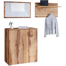 Garderoben-Set Inosign, B:150cm H:80cm T:35cm, braun, Flur, Kastenm&ouml;bel-Sets, "PARIS/ TOKYO", Kompaktgarderobe Breite 150cm mit Spiegel f&uuml;r Ihren