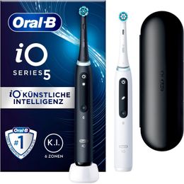 Oral-B Elektrische Zahnbürste "iO 5 Duopack", schwarz, Kunststoff, B:3cm H:24cm T:3cm, Elektrozahnbürsten, mit Magnet-Technologie, LED-Anzeige, 5