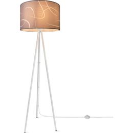Paco Home Stehlampe "Trina Tribal", H: 148,5cm, weiß, Wohnzimmer, Leuchten, Stehlampe Dreibein Mit Lampenschirm Stoff Stativ Modern Vintage Uni