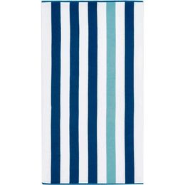 Strandtuch Egeria, B:90cm L:180cm, blau, Frottiervelours, Obermaterial: 100% Baumwolle, Handt&uuml;cher, "BEACH CABANA STRIPE", 90x180 cm