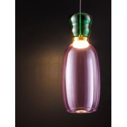 NOVA LUCE Pendelleuchte "PLUMA", 1, &Oslash; 15cm H: 179cm, 1 Stk.gr&uuml;n, violett, goldfarben, Esszimmer, Leuchten