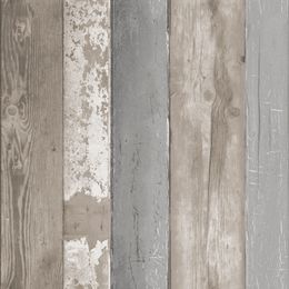 vtwonen Vliestapete "Holzbohlen", B/L: 0,52mm x 10mm, bunt, Tapeten, Grau - 10m x 52cm