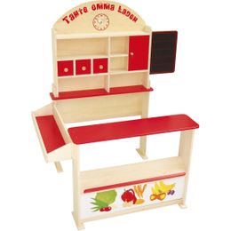 Roba Kinder Kaufladen "Verkaufsstand, bebildert", bunt, Holz, B:103cm H:113cm T:75cm, Kaufläden