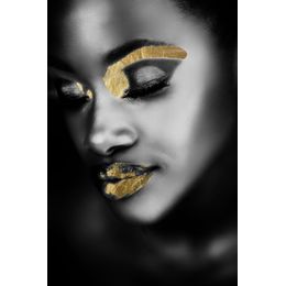 Acrylglasbild queence, B:100cm H:150cm, gold, Acrylglas, Bilder, "Chepre", von Hand eingearbeitete Blattgold Applikationen