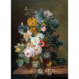 Leinwandbild, B:70cm H:60cm, bunt, Art for the home, Leinwand, Wohnzimmer, Bilder, "Stillleben Blumen", Stillleben mit Blumen 100 x 70 cm