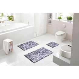 Badematte LINEA DUE, H:20mm, grau, Baumwolle, Polyester, Badematten, "Punto"