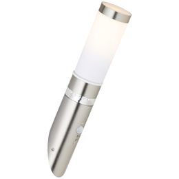 LED Au&szlig;en-Wandleuchte Brilliant, H:44cm T:22cm, silber, Leuchten, "BOLE", 44 cm H&ouml;he, &Oslash; 8 cm, Bewegungsmelder, E27, Metall/Kunststoff, edelstahl