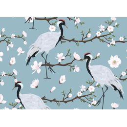 Livingwalls LIVING WALLS Fototapete "Designwalls Japanese Cranes", B/L: 3,5mm x 2,55mm, bunt, Tapeten, Vlies, Wand, Schr&auml;ge, Decke