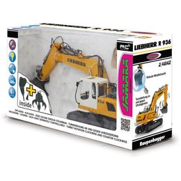 Jamara Kinder RC-Bagger "Liebherr R936", gelb, Kunststoff, Metall, B:16cm H:23cm T:50cm, Fernlenkfahrzeuge, mit Licht und Sound