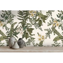 Livingwalls LIVING WALLS Vliestapete "Drawn Into Nature Pflanzen-Tapete Mustertapete Floral Natur", B/L: 0,53mm x 10,05mm, Rollen:, bunt, Wohnzimmer, Tapeten,