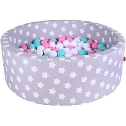 KNORRTOYS Kinder Bällebad "Soft, Grey White Stars", grau, Baumwollstoff, Schaumstoff, H:30cm Ø:90cm, Bällebäder, mit 300 Bällen rose/creme/lightBlue;