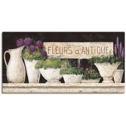 Wandbild Artland, B:100cm H:50cm, beige, Wohnzimmer, Bilder, "Antike Blumen", als Alubild, Outdoorbild, Leinwandbild, Poster, Wandaufkleber