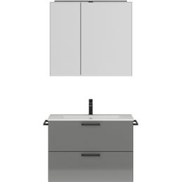 Badm&ouml;bel-Set Nobilia, B:81cm H:169cm T:48,7cm, grau, Kastenm&ouml;bel-Sets, "Tolvina", inkl. Spiegelschrank mit Beleuchtung und Dimmerfunktion, in 4
