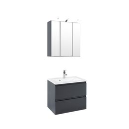 Badm&ouml;bel-Set Welltime, grau, Kastenm&ouml;bel-Sets, "Cardiff", Breite 60 cm, griffloses Design