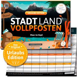 DENKRIESEN Kinder Spiel "Stadt Land Vollpfosten Urlaubs Edition "Meer im Kopf.""bunt, Spiele, Spielblock; Made in Germany