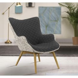 Sessel Home Affaire, B:71cm H:90cm T:87cm, grau, Wohnzimmer, Sessel, "Duke Print", Karopr&auml;gung im Sitzbereich und Dekostoff auf der R&uuml;ckseite