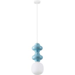 NOVA LUCE Pendelleuchte "CLIO", 1, Ø 18cm H: 215cm, 1 Stk.blau, weiß, Esszimmer, Leuchten