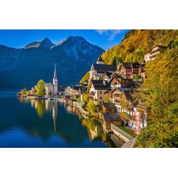 papermoon Fototapete "Hallstatt Mountain Village", B/L: 3m x 2,23m, Bahnen: 6 Stk., bunt, Tapeten