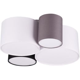 Trio LEUCHTEN Deckenleuchte "Hotel", 4, H: 21,5cm, 1 Stk., bunt, Wohnzimmer, Leuchten, Deckenlampe 4-flammig, mehrfarbige Stoffschirme (wei&szlig;,