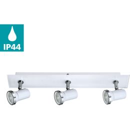 Eglo Deckenspot "TAMARA 1 Deckenstrahler, Stahl und Glas, GU10, IP44, Badezimmerlampe", 3, wei&szlig;, Badezimmer, Leuchten, Spot, L46 x B7 cm, wei&szlig;,