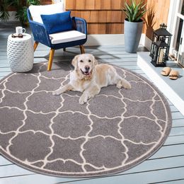Teppich Sanat, H:6mm &Oslash;:200cm, grau, Kunstfaser, Wohnzimmer, Teppiche, "Berlin", In -und Outdoor geeignet, robust und pflegeleicht