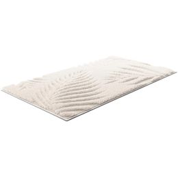 Badematte Grund, H:20mm, beige, Polyester, Badematten, "Ferya", Dezentes Blattmuster mit Hoch-Tief-Struktur, 5 Jahre Garantie